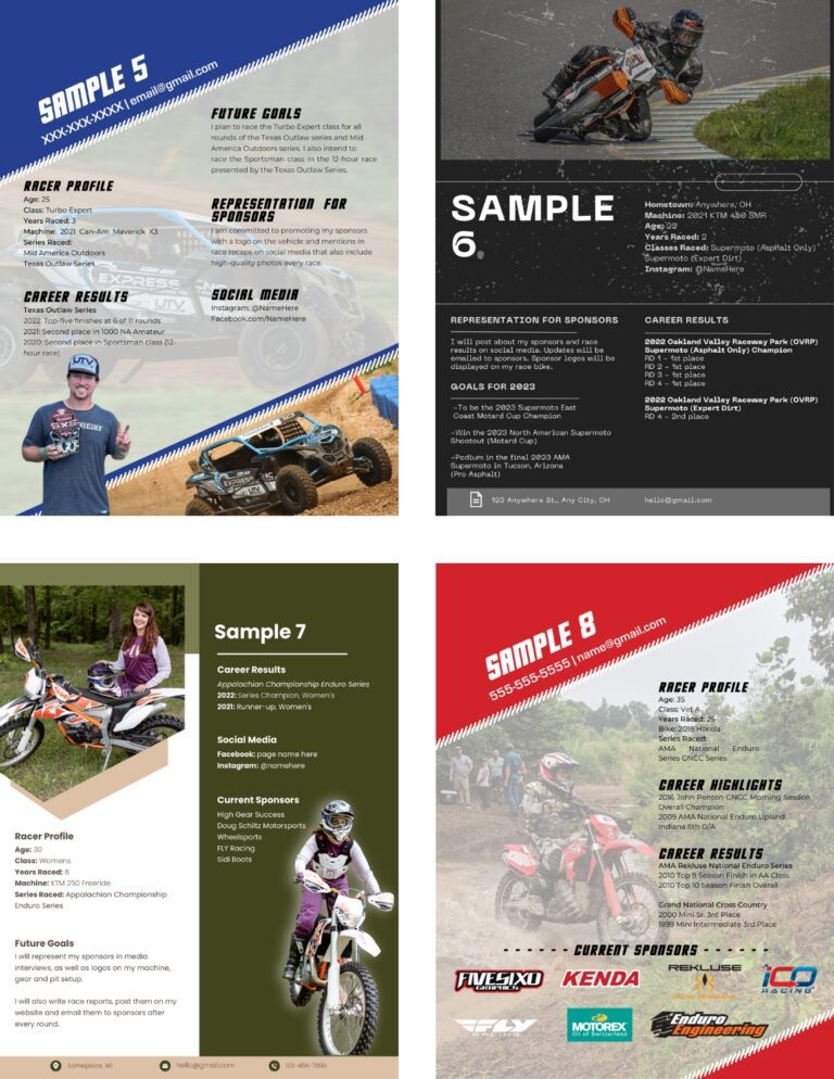 Racer Resumes - Recruit Sponsors for Your Race Team